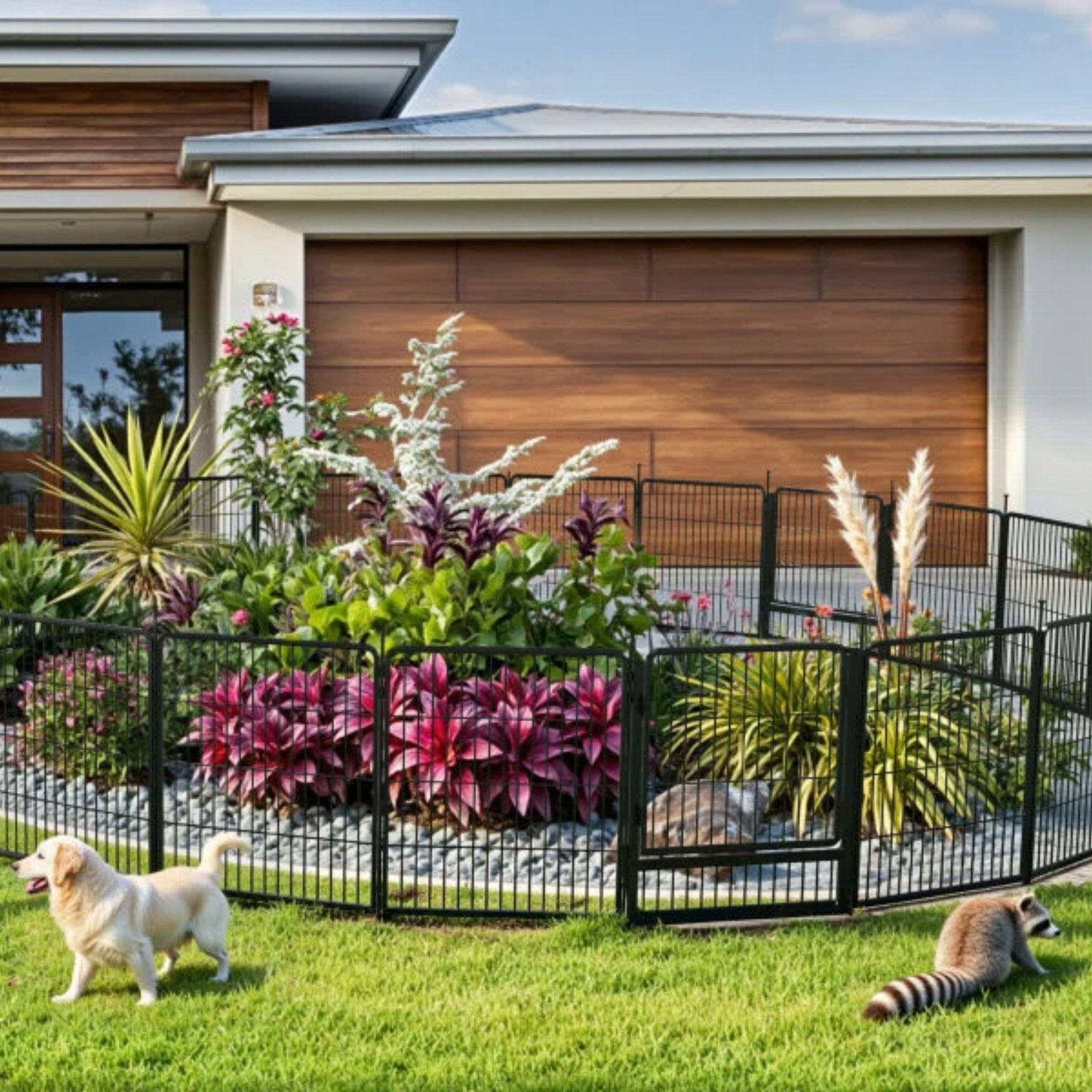 UTTU (4 Fence Panels) No Dig Easy Install Metal Fence, Decorative Fence ...