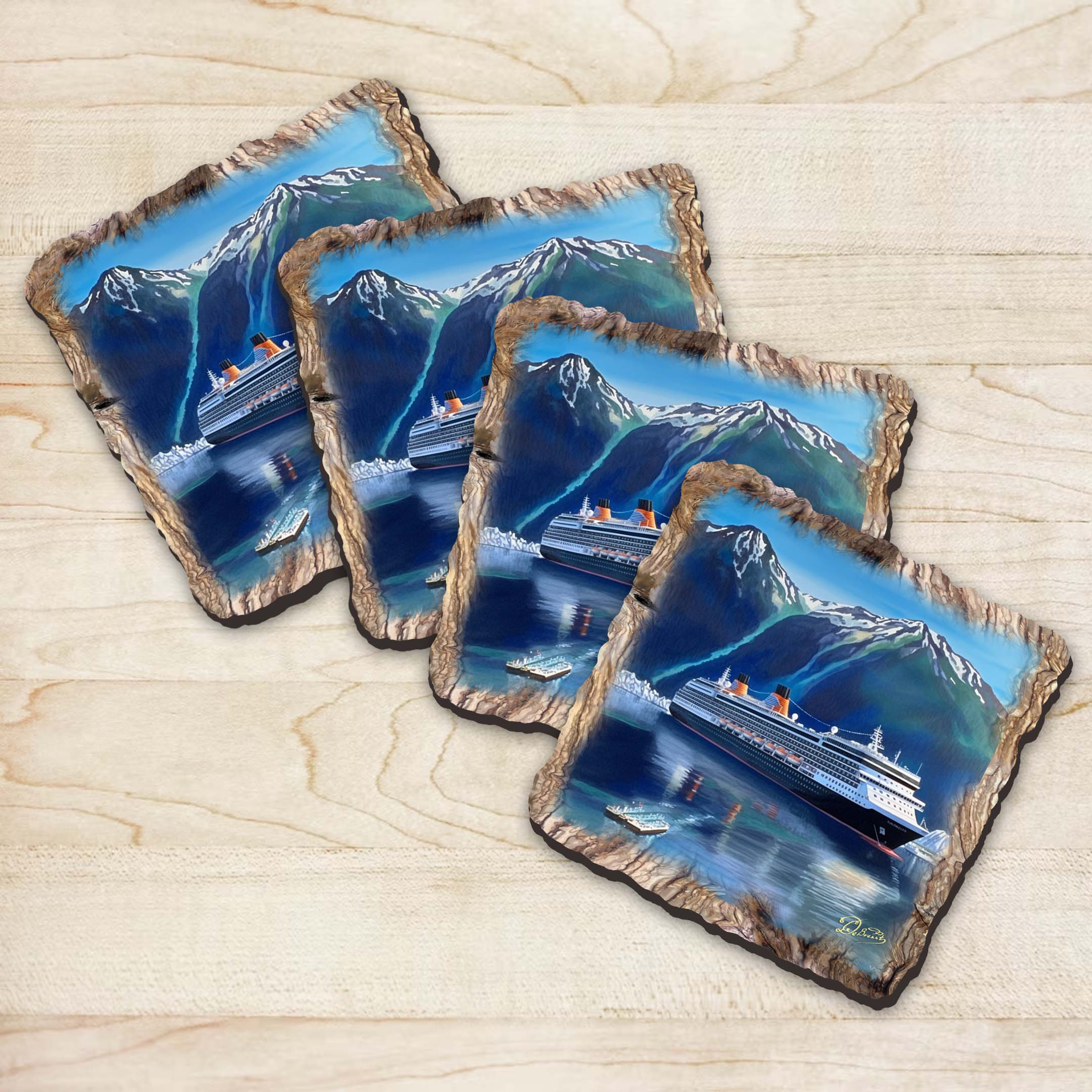 Longshore Tides Cruise Ship Wooden Cork Coasters Gift Set | Wayfair