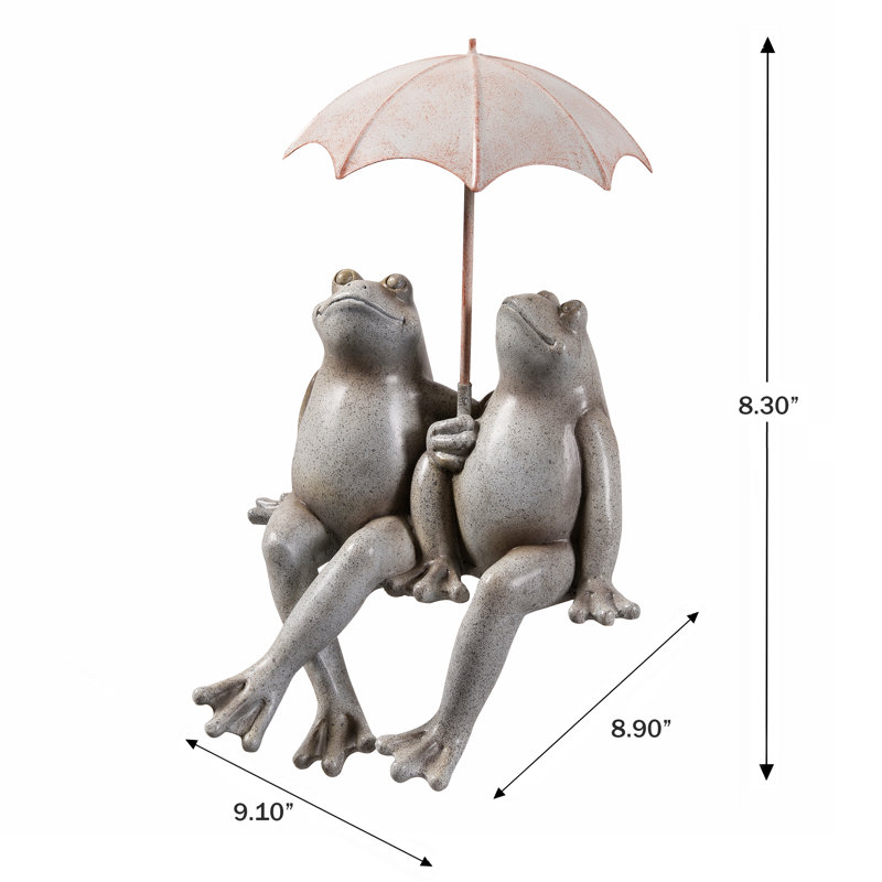 Hi-Line Gift Ltd. Sitting Couple Frogs W/Umbrella Garden Statue Yard ...