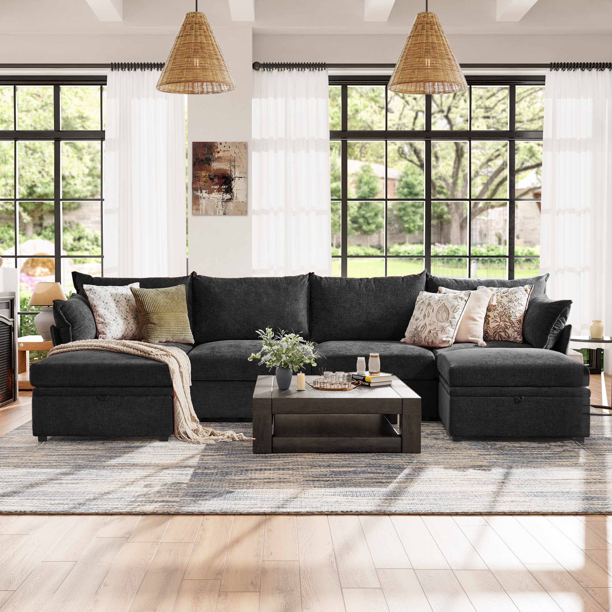 Hokku Designs 135'' Wide Petal Sofa Reversible Modern Modular Sectional ...