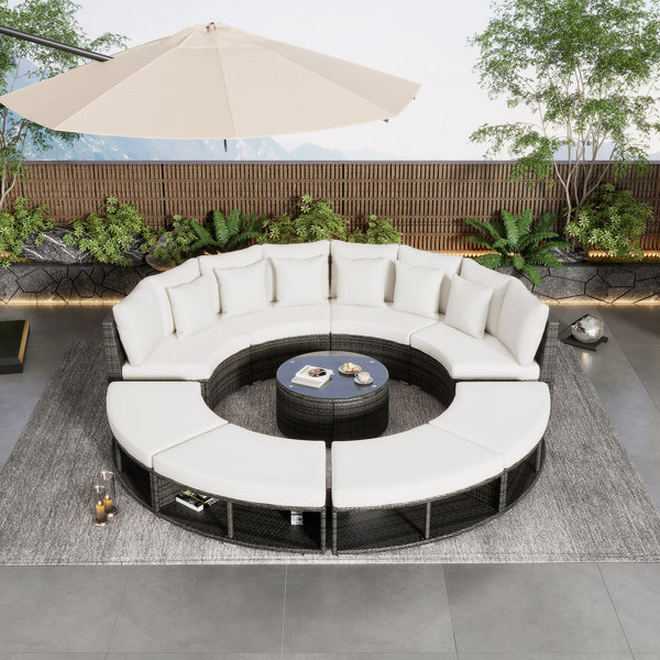 Hokku Designs Yutaro 8 - Person Outdoor Seating Group with Cushions ...
