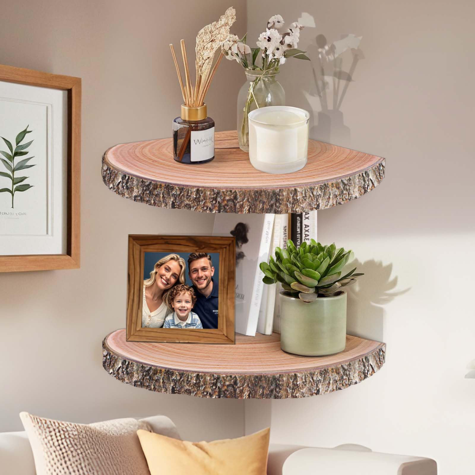 Millwood Pines Corner Shelves Large Corner Shelf Wall Mounted 2Pcs Wood ...