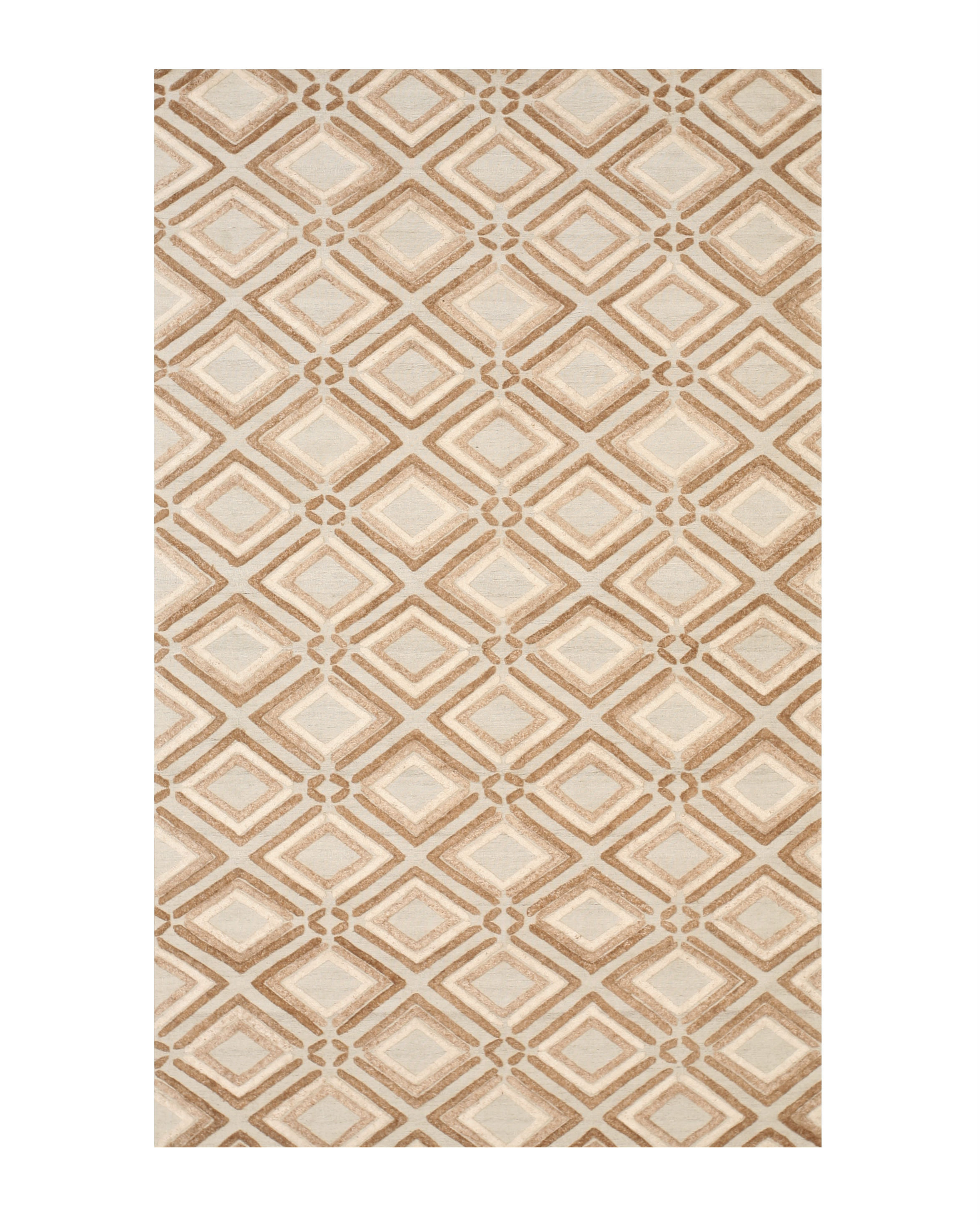 Brayden Studio® Hensley Diamond Brown Hand Knotted Wool Rug | Wayfair