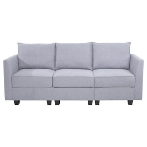 Ebern Designs Loret Modular Sectional 3 Seater Linen Sofa with Storage ...