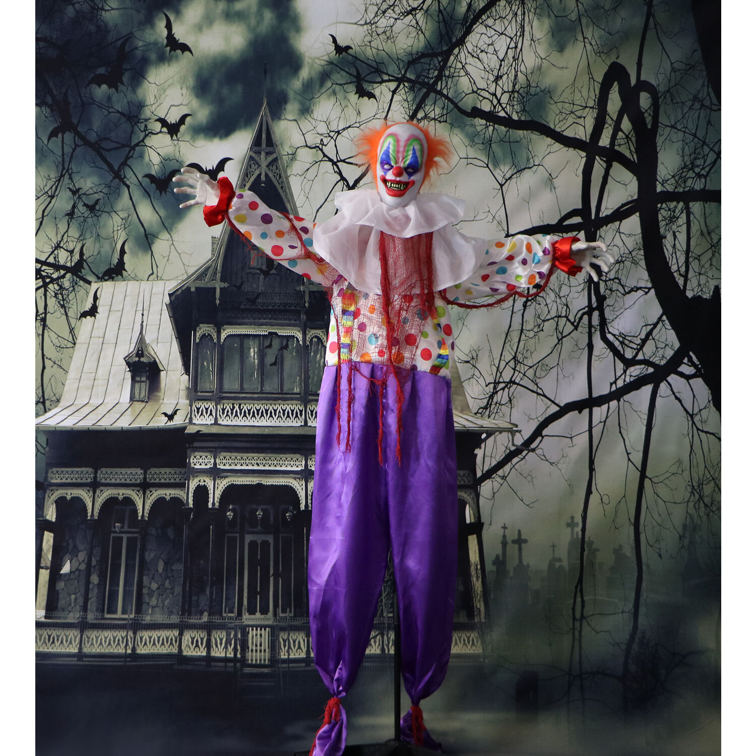 Haunted Hill Farm 65 In. Life-Size Scary Animatronic Talking Clown with ...