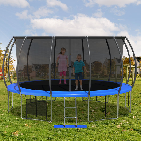 JoyHousey 16 FT Round Backyard Trampoline with Safety Enclosure ...