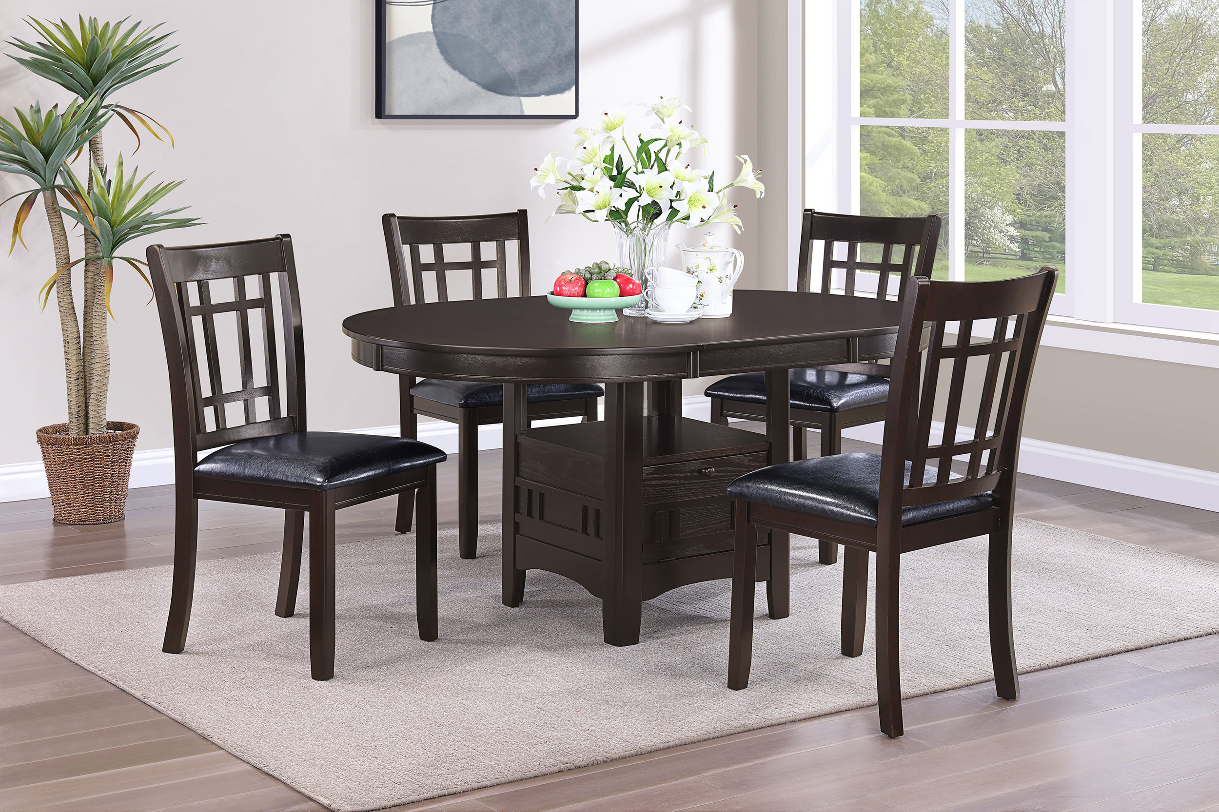 George Oliver Tiarni 5-Piece Oval Extension Leaf Dining Set Medium Grey ...