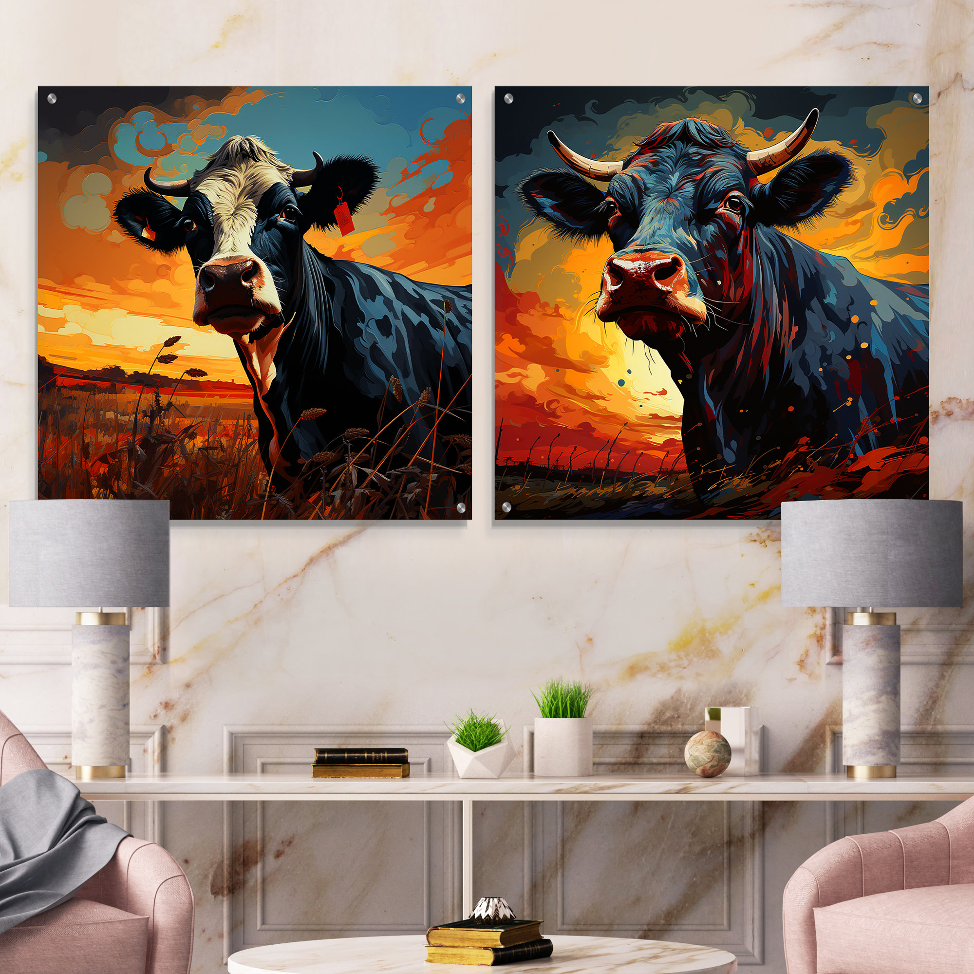 August Grove® Colorful Expressionist Cow Portrait - Cow Acrylic Wall ...