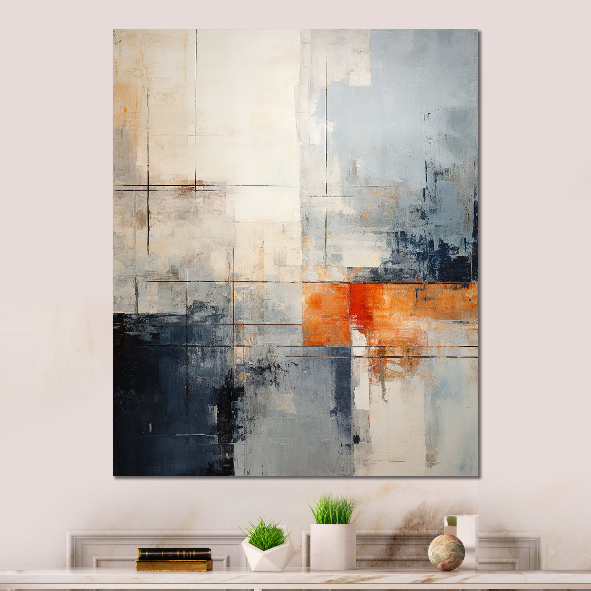 Ivy Bronx " Abstract Black Beige Road Collage I " on Metal | Wayfair