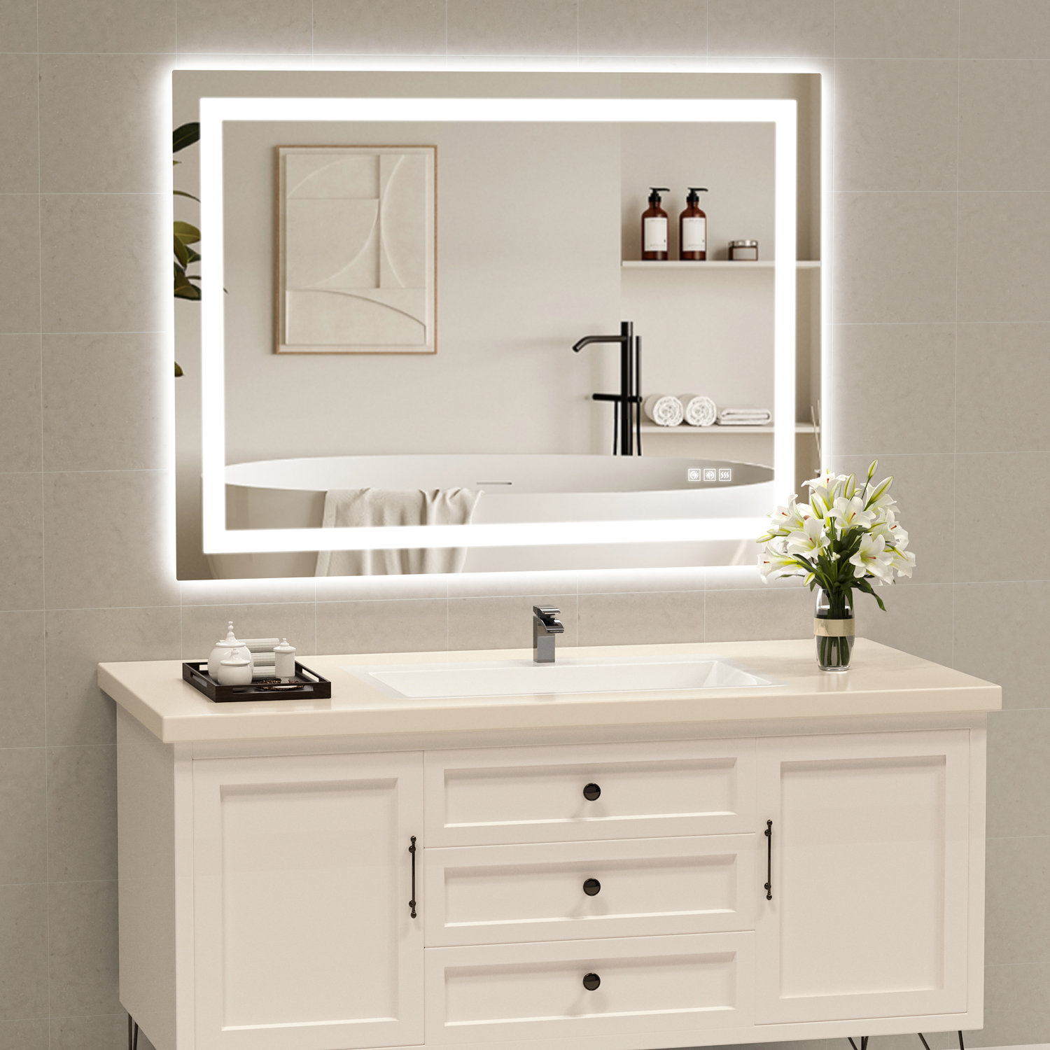 Wrought Studio™ Keyshauna LED Mirror Backlit Front Lighted Bathroom ...