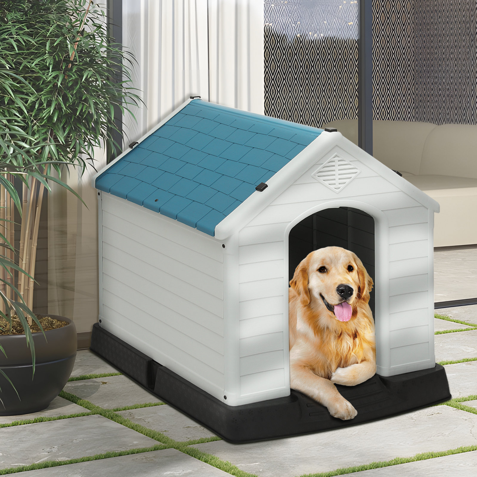 Tucker Murphy Pet™ Durgabai Blue/Black Plastic Portable Dog House ...