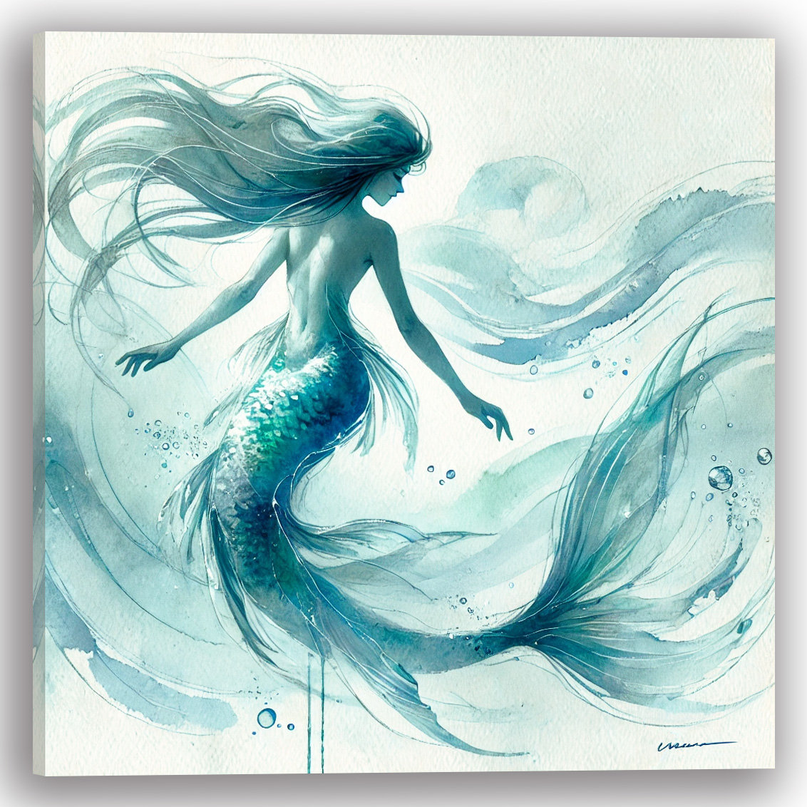 Highland Dunes Mystic Mermaid Wrapped Canvas Wall Art | Wayfair