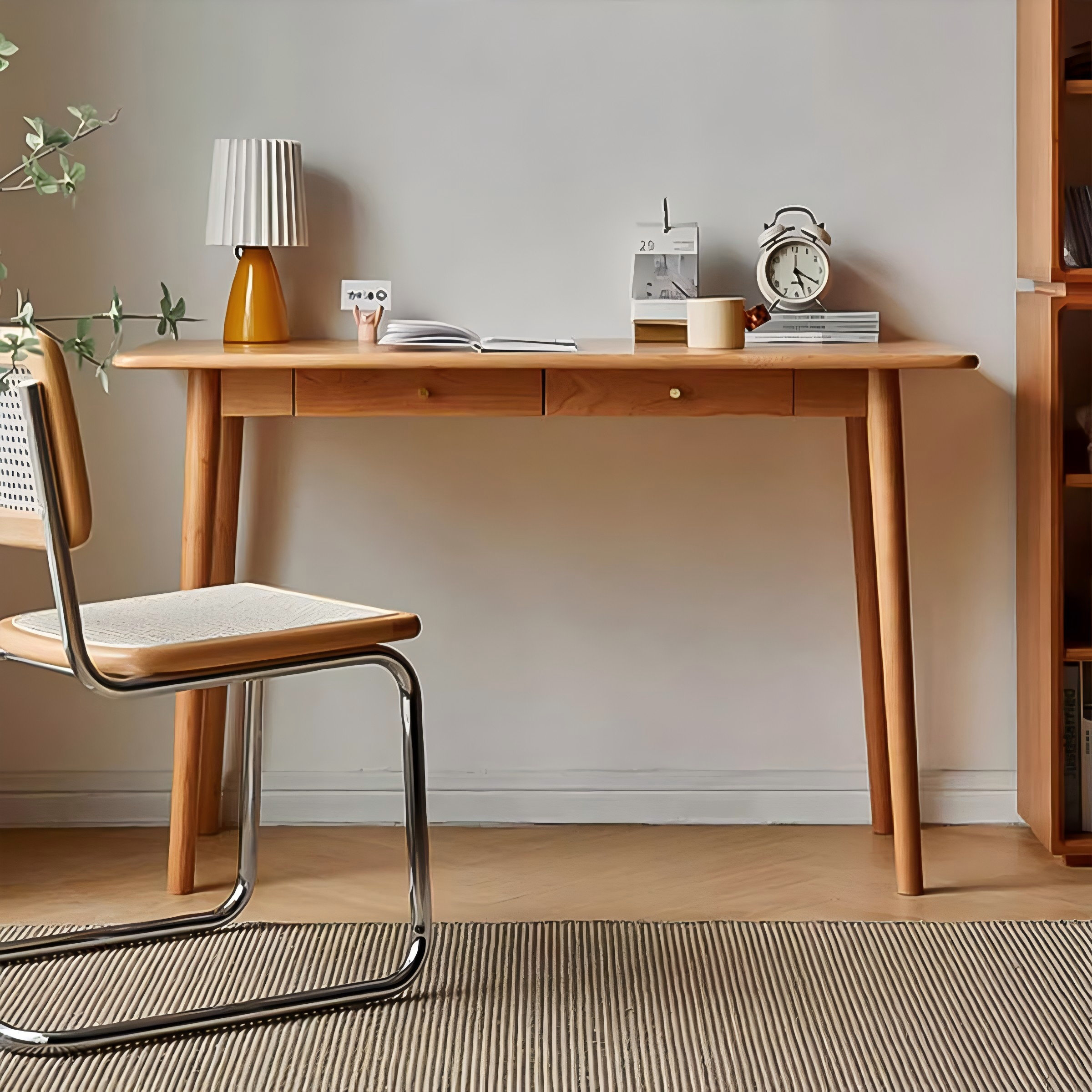 Corrigan Studio Minimalist Cherry Wood Desk for Small Spaces,2-drawer ...