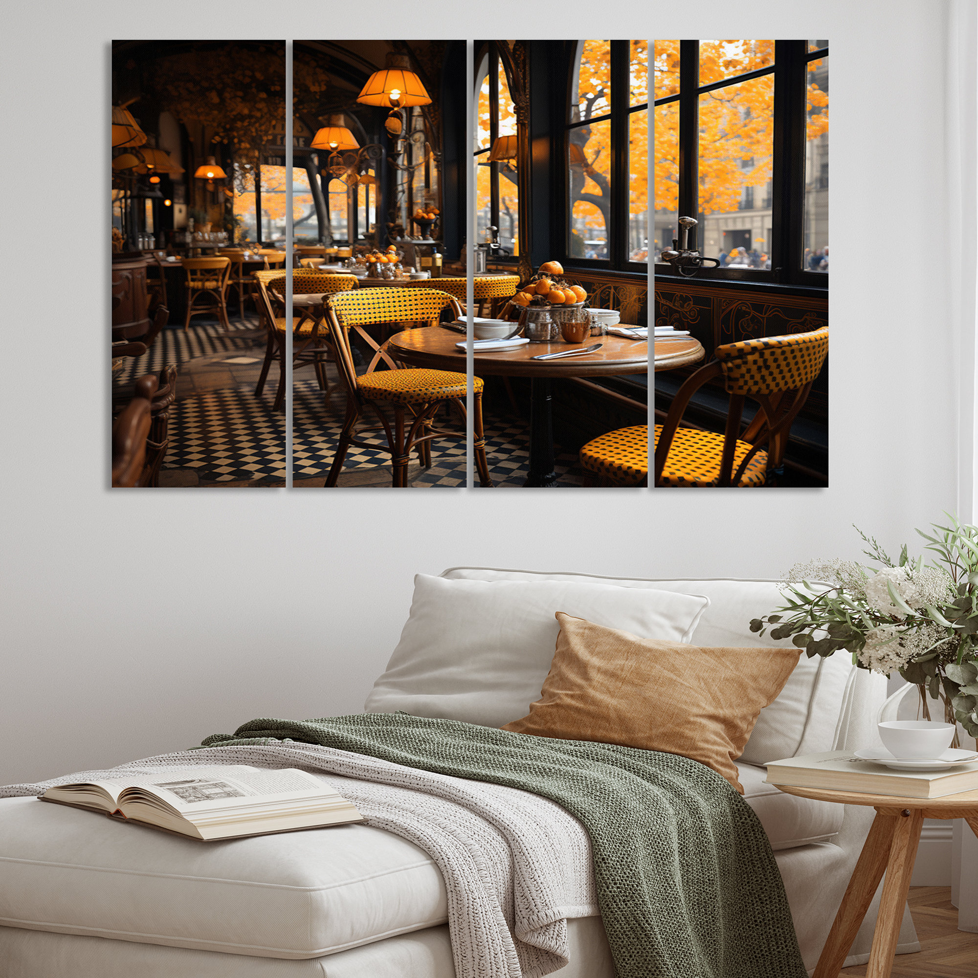 Design Art France Parisian Cafe Charm II - France Wall Decor - 4 Panels ...
