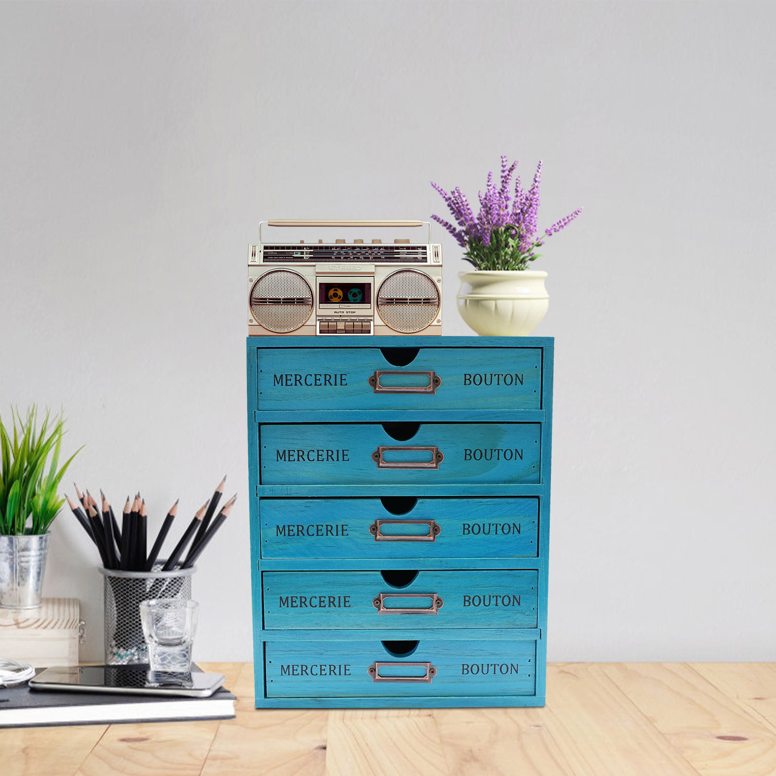 Highland Dunes Alischa 12.2'' H X 10'' W Wood Desk Organizer with 5 ...