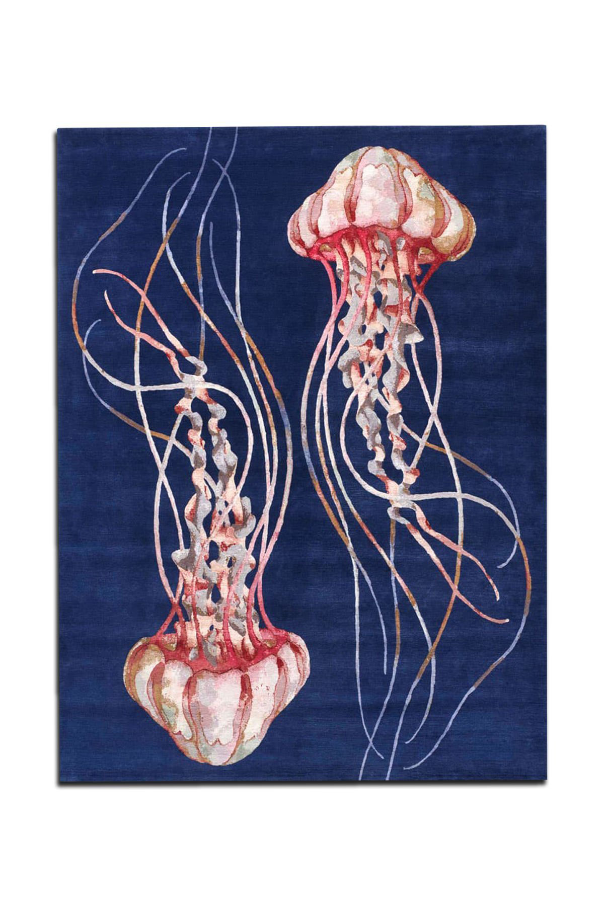 Dakota Fields Jellyfish Figured Blue Decorative Woven Base Rug | Wayfair