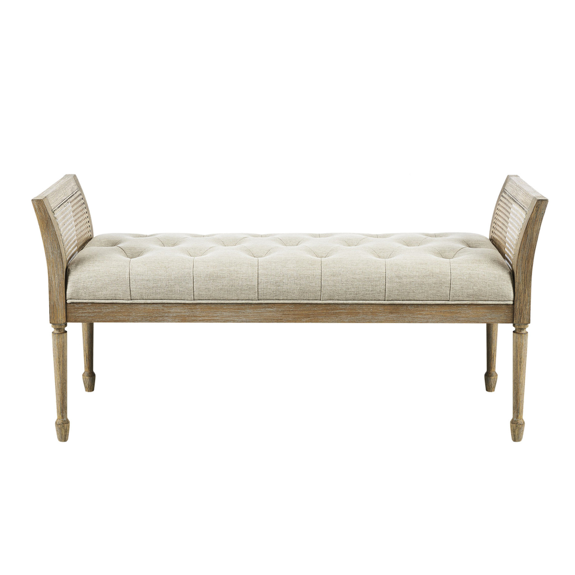 Red Barrel Studio® Accent Bench With Cane Side Rails And Solid Wood ...