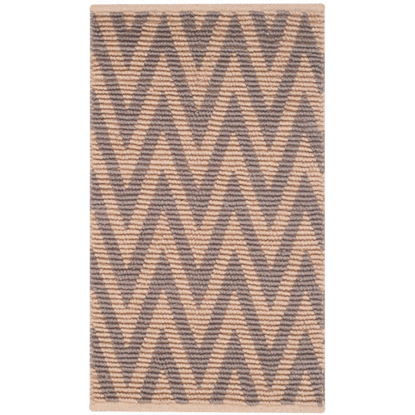 Ebern Designs Aeris Hand Woven Cotton/Jute Chevron Rug in Natural/Gray ...