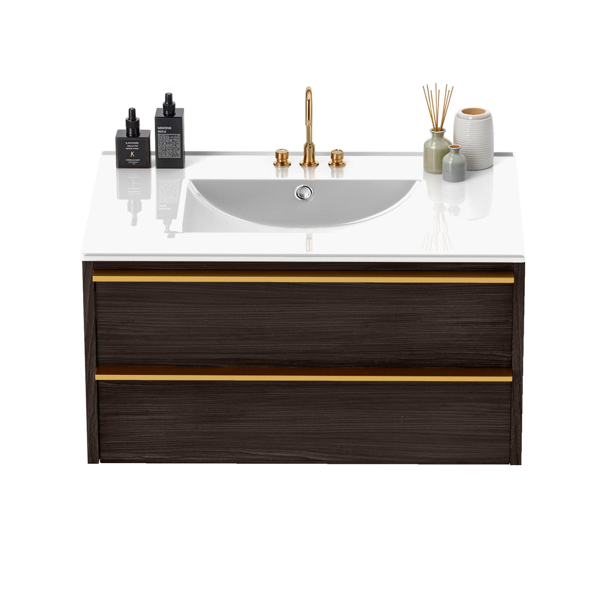 Wade Logan Magellan 36'' Wall Mount Bathroom Vanity with Sintered Stone ...