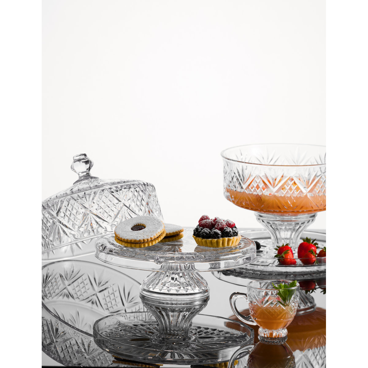 Godinger Silver Art Co Dublin Crystal 4 in 1 Domed Cake Stand & Reviews ...
