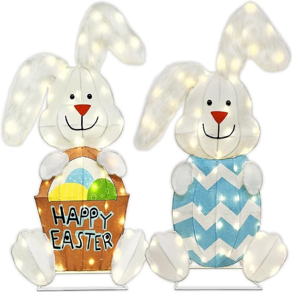 Ophelia & Co. 2 Pcs Bunny Outdoor Easter Decorations, Lighted Bunny ...