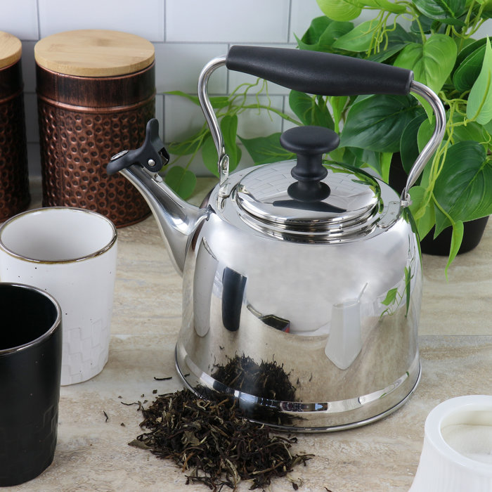 Martha Stewart Lily Pond 2.2 Quart Stainless Steel Tea Kettle in Silver ...