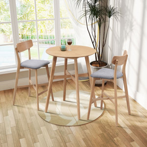 George Oliver Oversize Round Bar Table, Wooden High Top Kitchen Dining ...