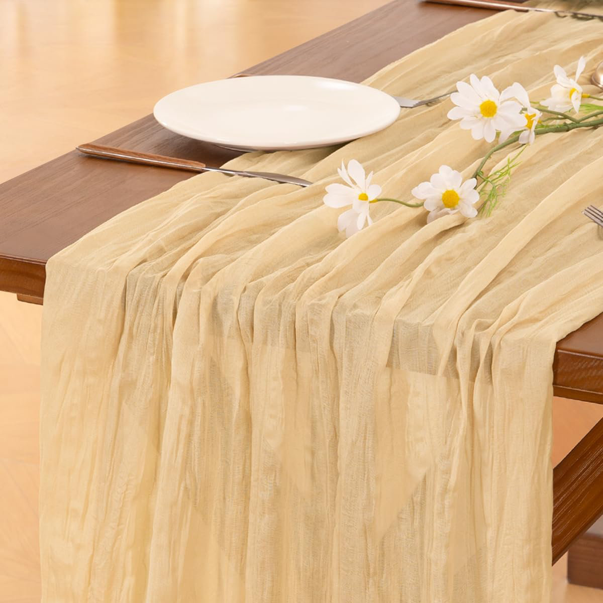 Hokku Designs 3pcs Ivory Cheesecloth Table Runner 120 inch Spirng ...