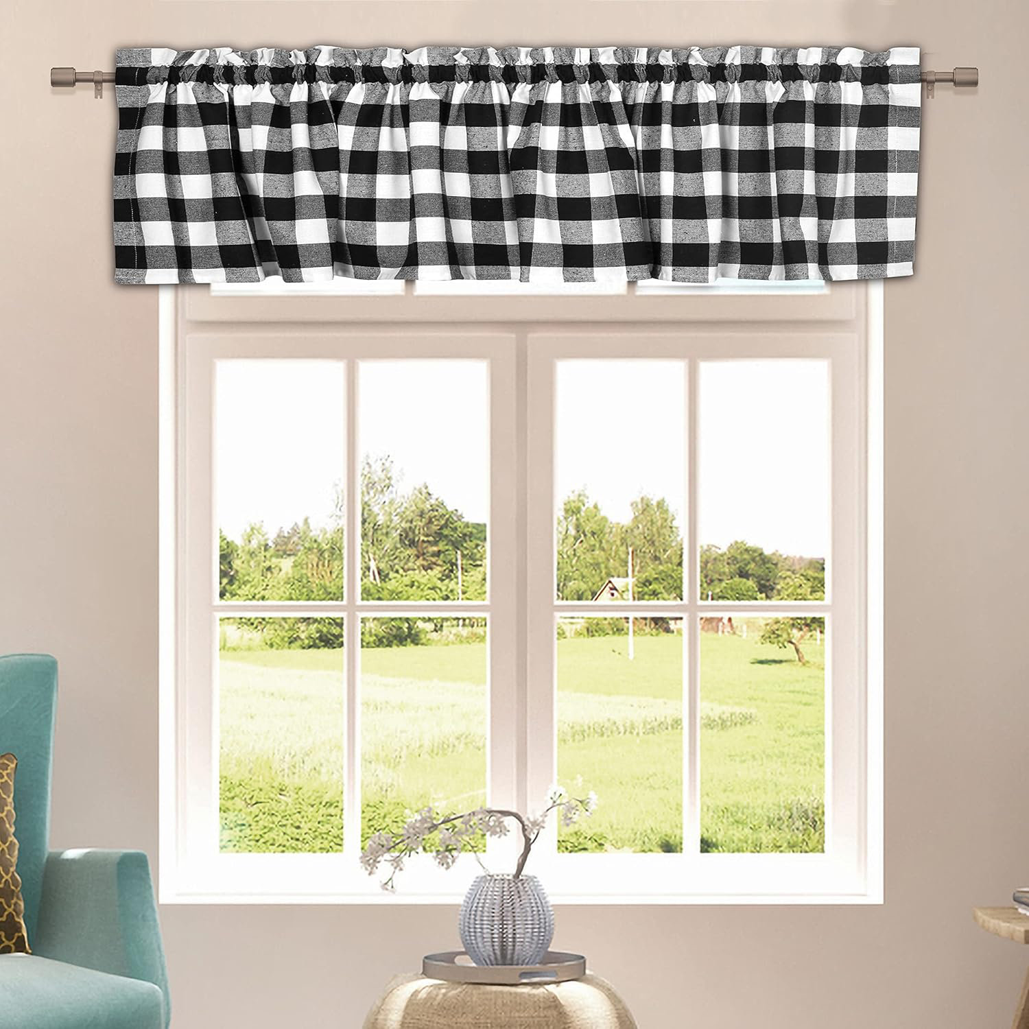 Nivozu Buffalo Check Plaid Window Valance - Wayfair Canada