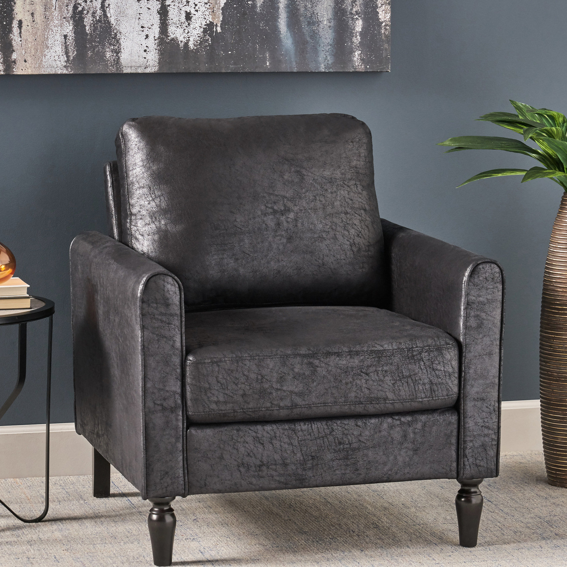 Ebern Designs Microfiber Sitting Chair With Low Profile Design And ...