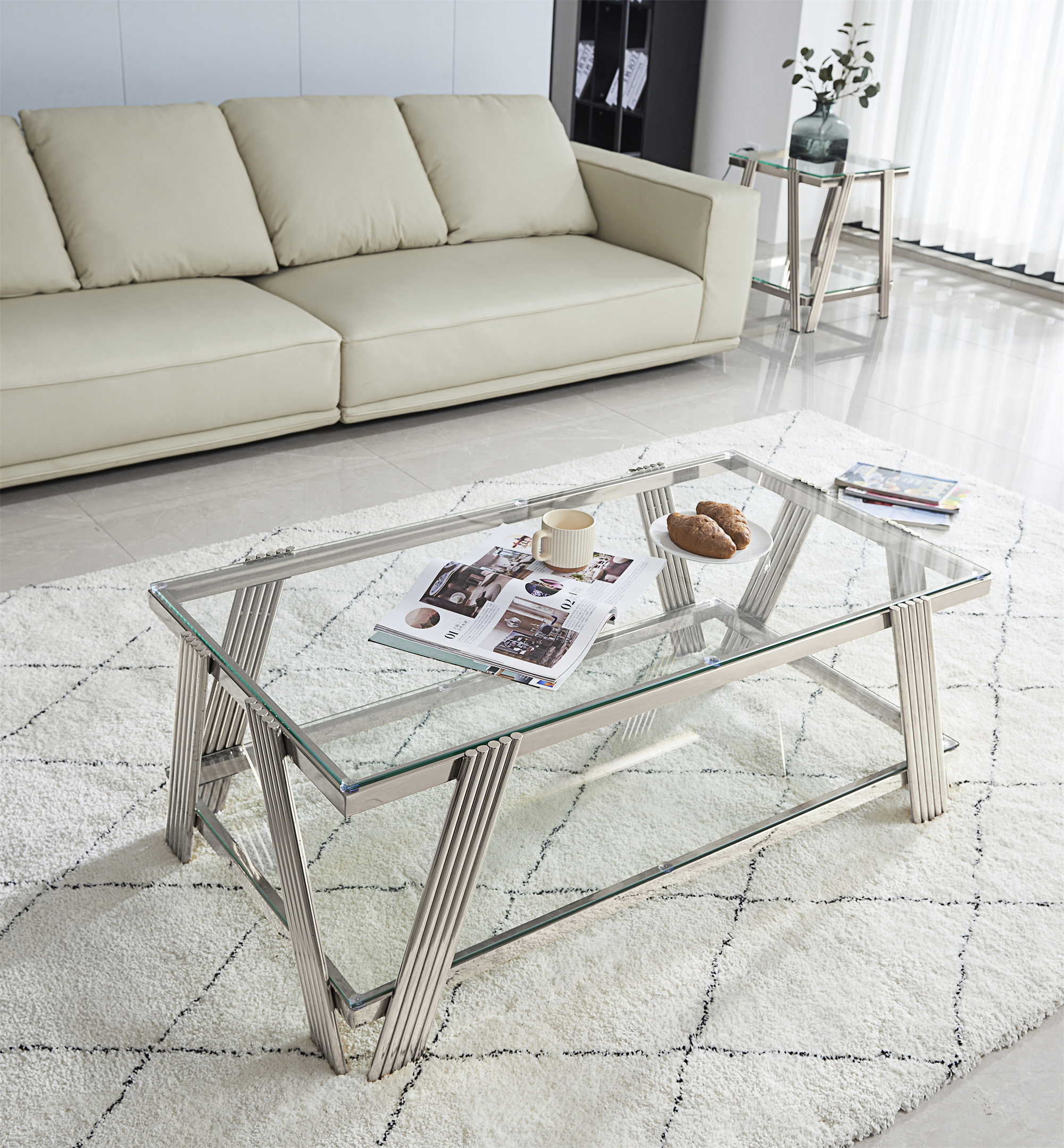 Mercer41 Modern Stainless Steel Coffee Table Set | Wayfair