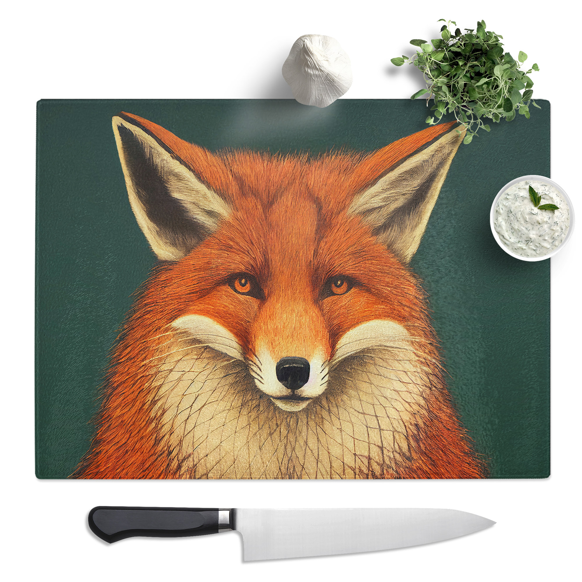 17 Stories Hopeful Fox Glass Chopping Board | Wayfair.co.uk