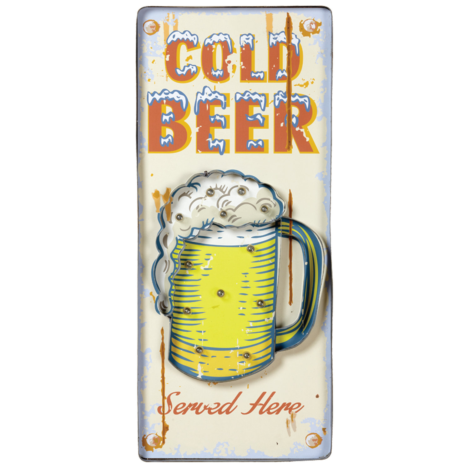 Red Barrel Studio® "Cold Beer" Pub Sign With Lights By RAM Game Room ...