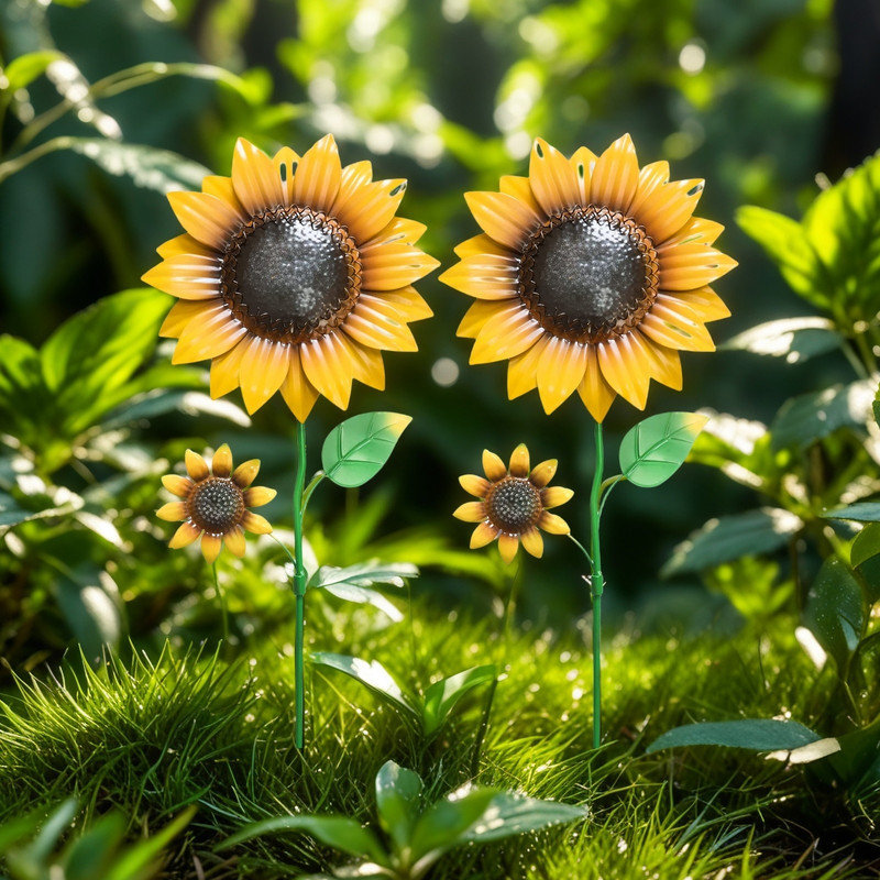Arlmont & Co. 22.4“ Sunflower Metal Garden Stakes Spring Decor,2 Pack ...