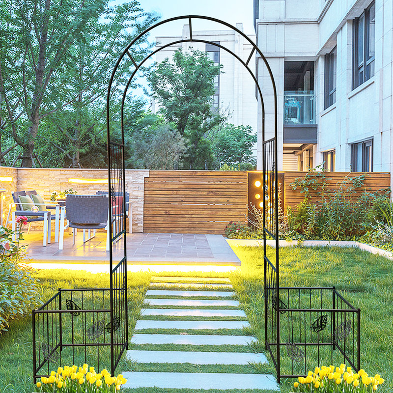 iYofe 87"H Metal Garden Arch with Planters, Climbing Plants Support ...