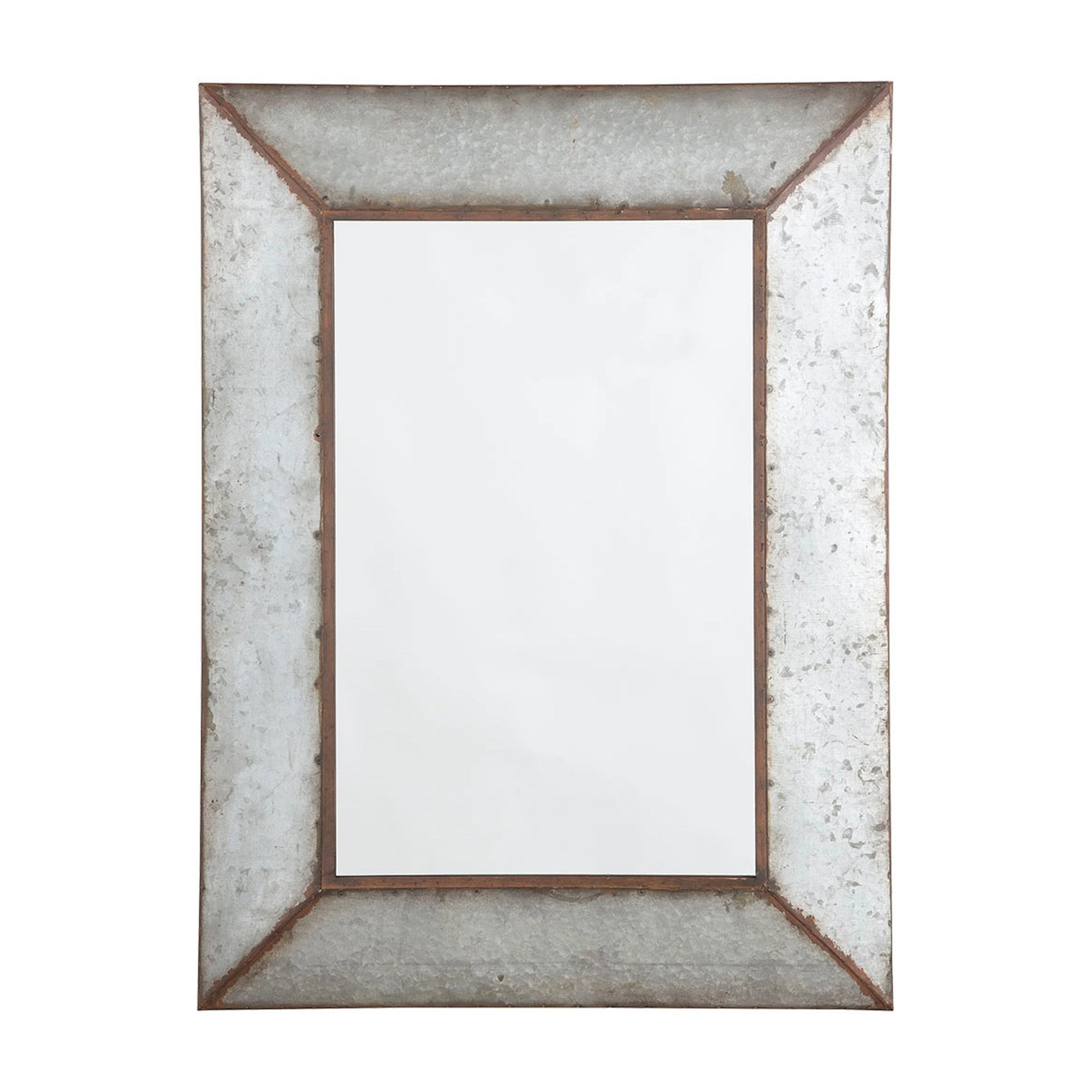 August Grove® Cato Rectangle Antique Galvanized Metal Accent Mirror ...