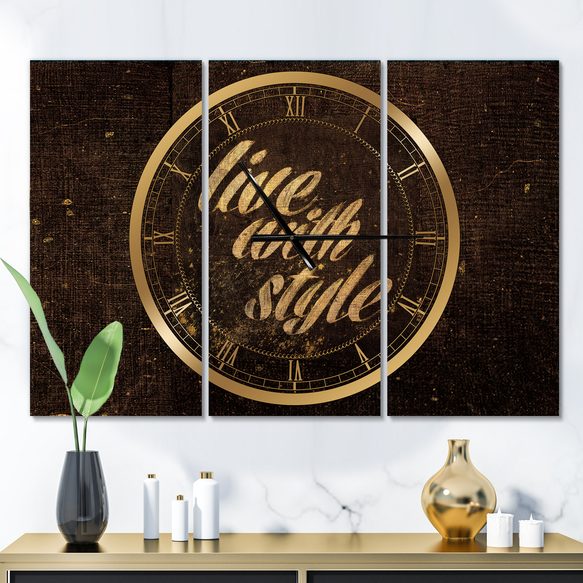 East Urban Home Gold Glam Live with Style Quotes - Traditional wall ...
