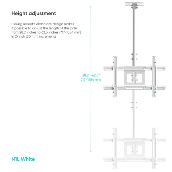 ONKRON White Ceiling Mount for TV for 32" - 80" TV Screen, Ceiling ...