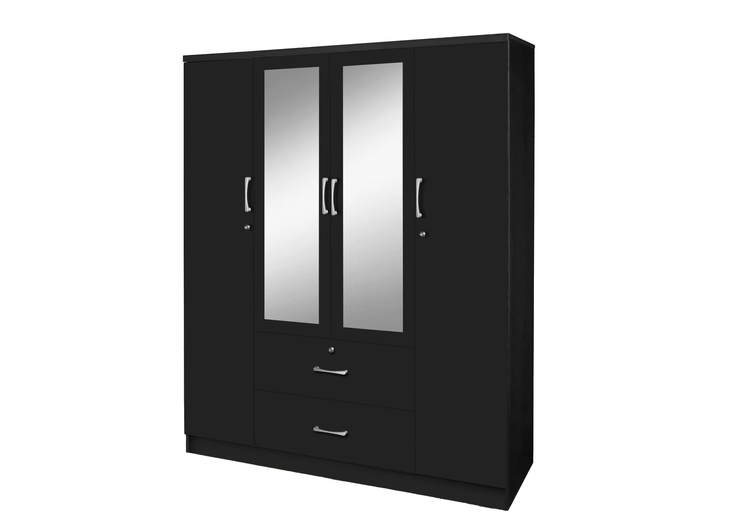 Latitude Run® 4 Door / 2 Drawer With Mirror Wardrobe | Wayfair