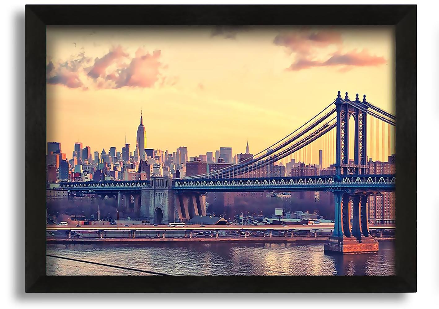 Ebern Designs Bay Bridge New York - Picture Frame Photograph in Canvas ...
