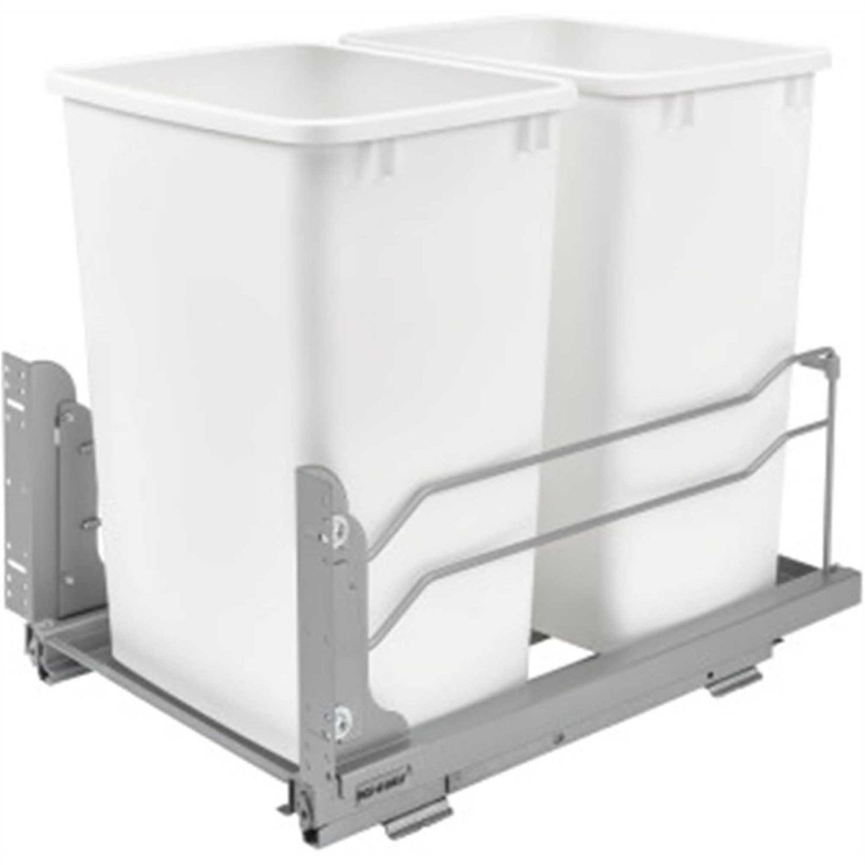 TELA 35Qt/8.75G Double Pullout Trash Can, White Soft-Close Garbage Can ...