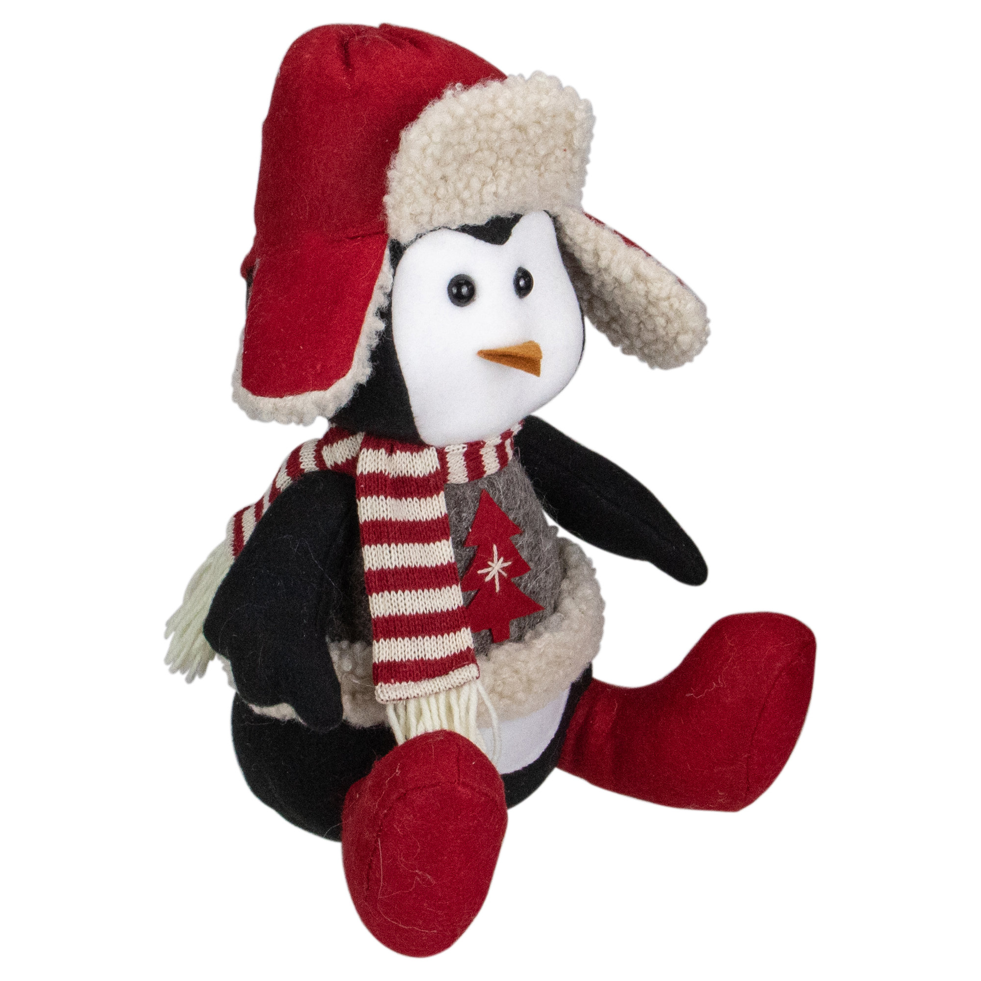 Northlight Seasonal 12" Red White and Gray Sitting Winter Penguin ...
