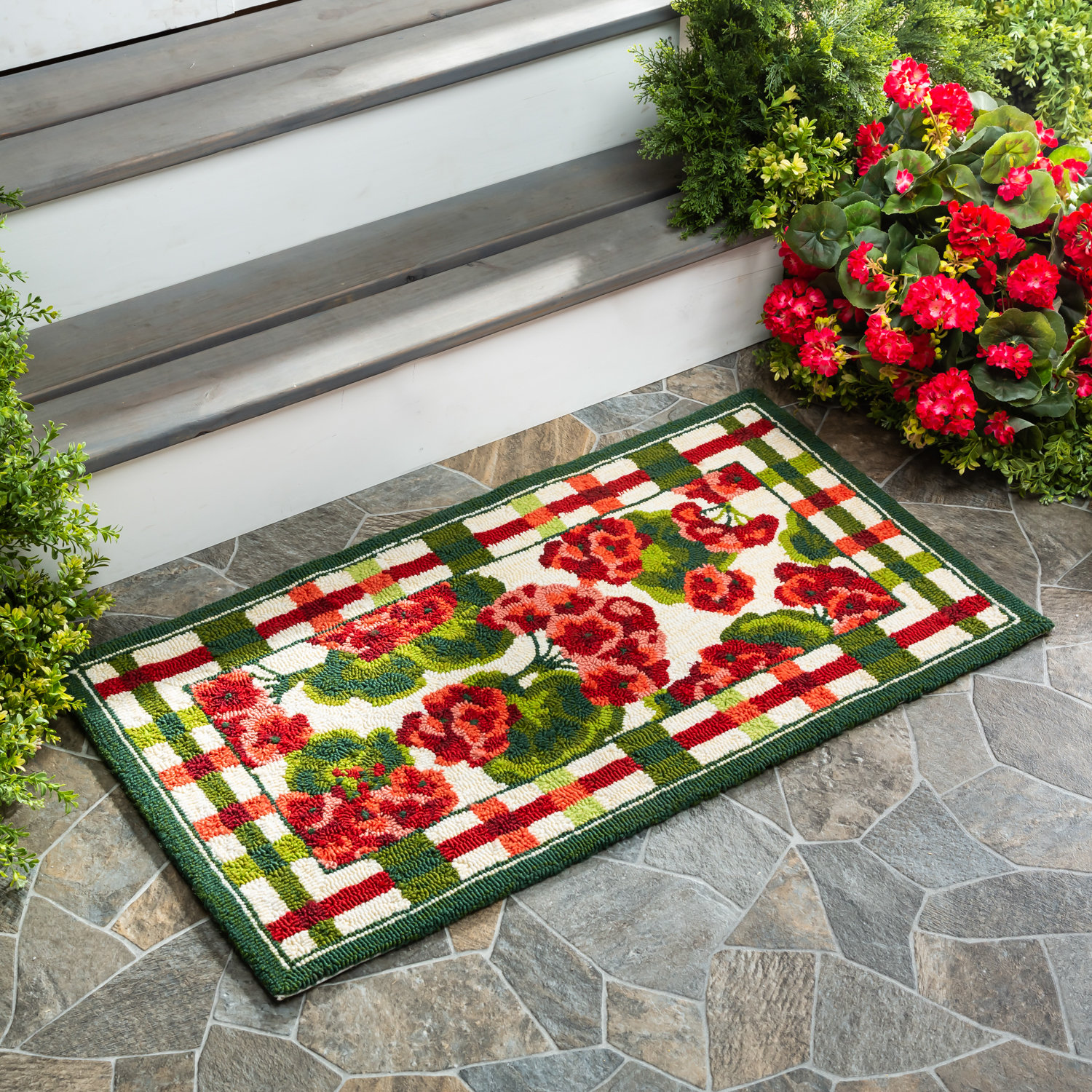 Rosalind Wheeler Brigita Non-Slip Floral Outdoor Doormat | Wayfair