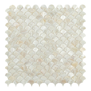 WS Tiles® Mother Of Pearl 1" x 1" Seashell Fish Scale Wall Mosaic Tile ...