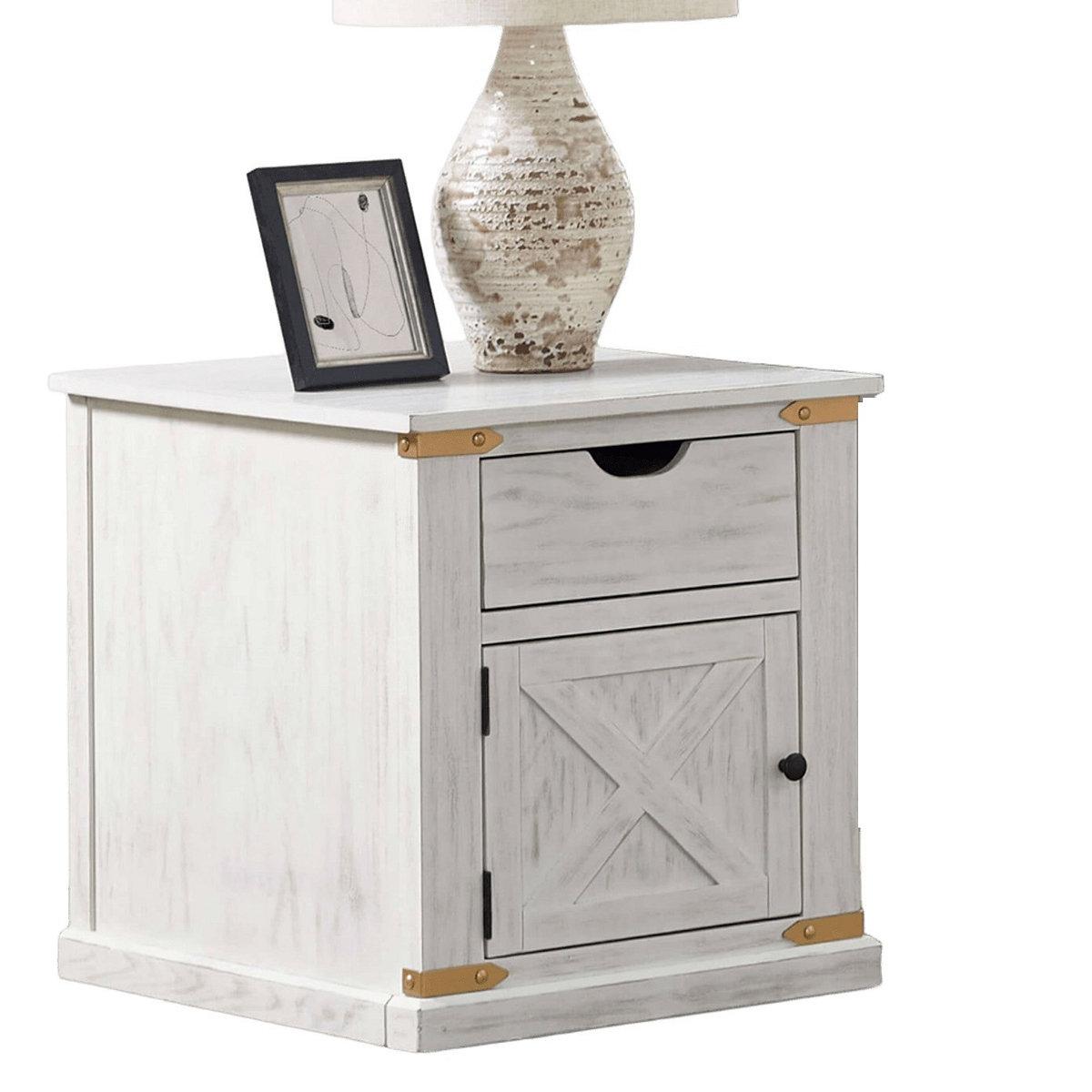 One Allium Way® Accents Rustic Style 1Pc End Table Storage Drawer ...