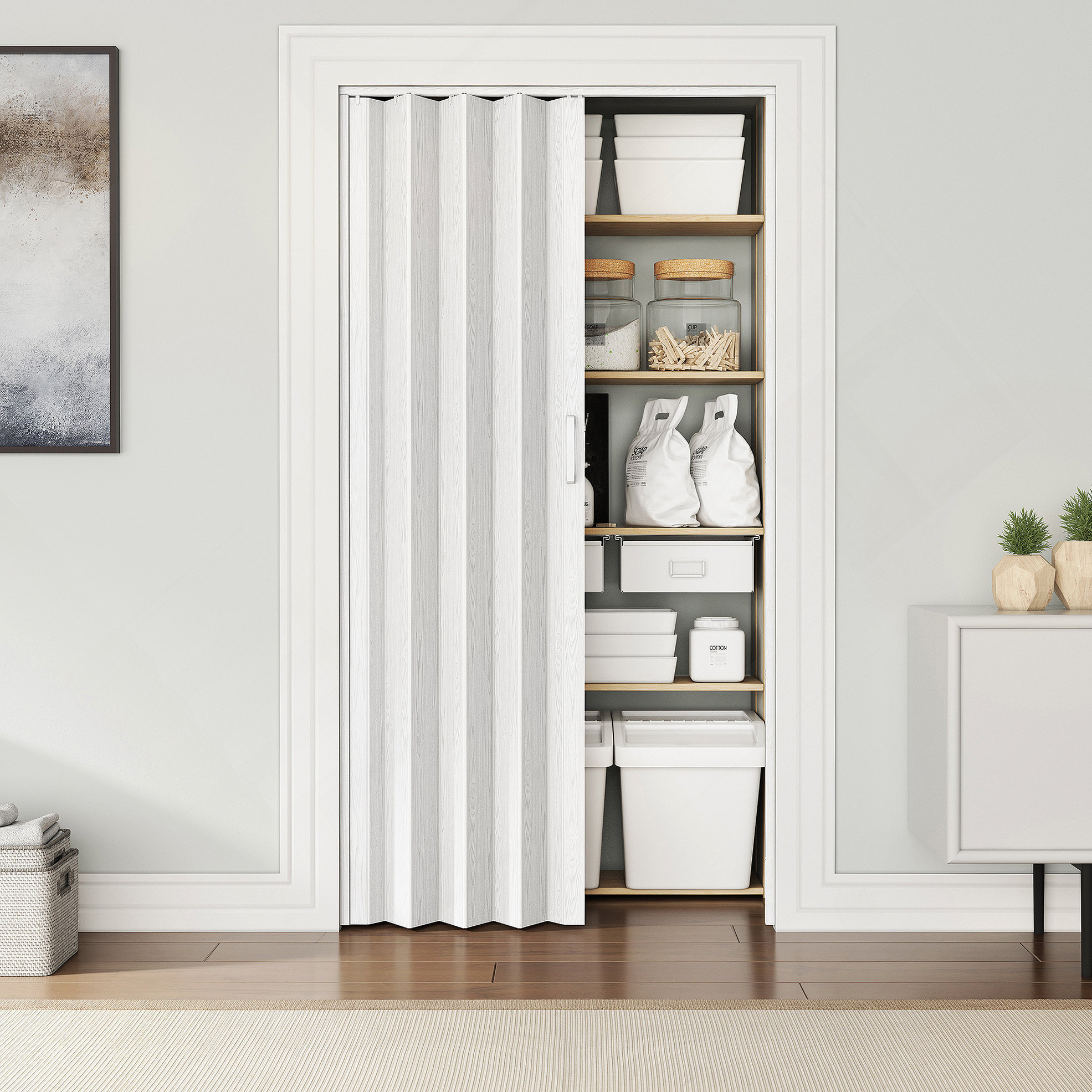 YIWUZEYI 48" W PVC Foldable Accordion Doors or Privacy Room Divider for ...