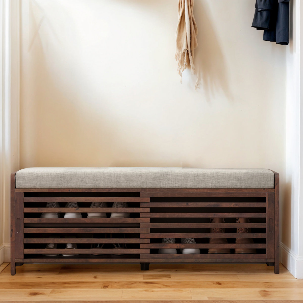 Red Barrel Studio® Entryway Shoe Bench With Storage Compartments And ...