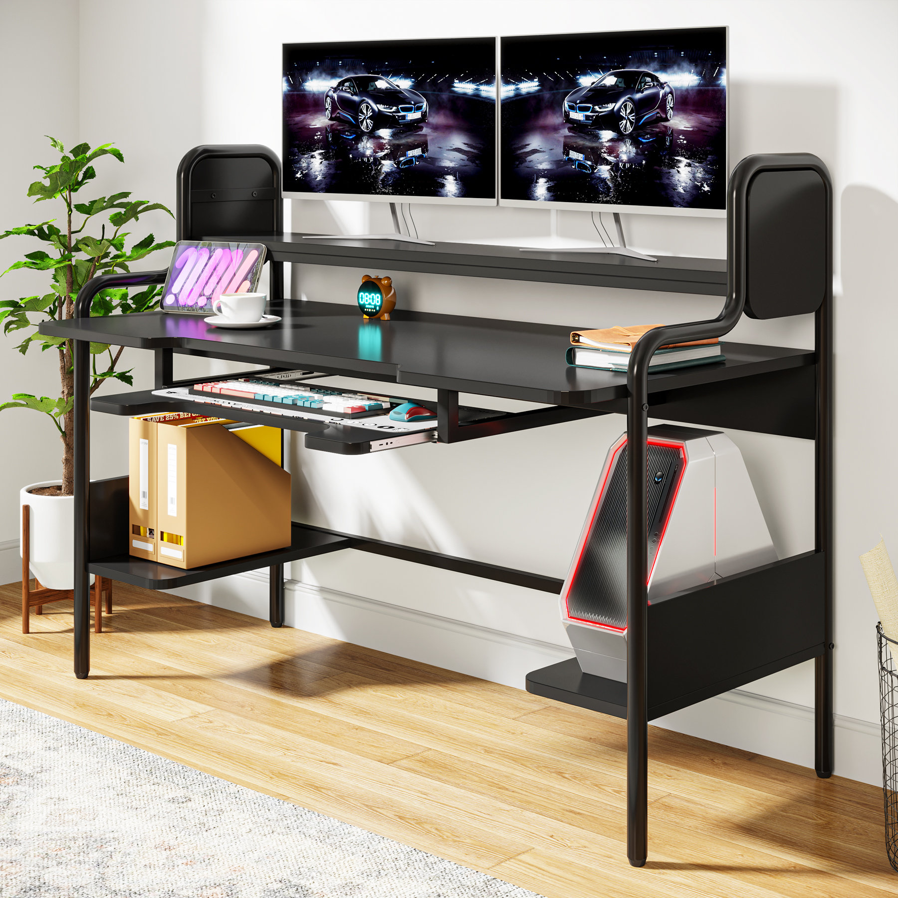 Latitude Run® Caroli Metal Base Computer Desk | Wayfair