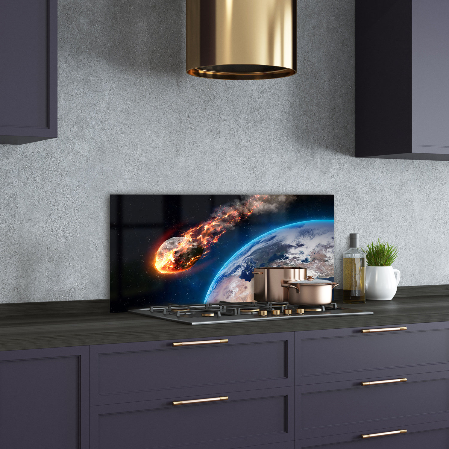 Ebern Designs Losee Falling Meteor 50cm x 100cm Glass Panel | Wayfair.co.uk