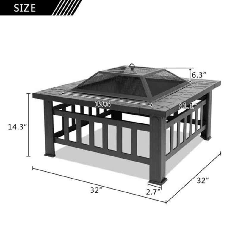 Andover Mills™ Kloss 17" H x 32" W Steel Outdoor Fire Pit with Lid ...